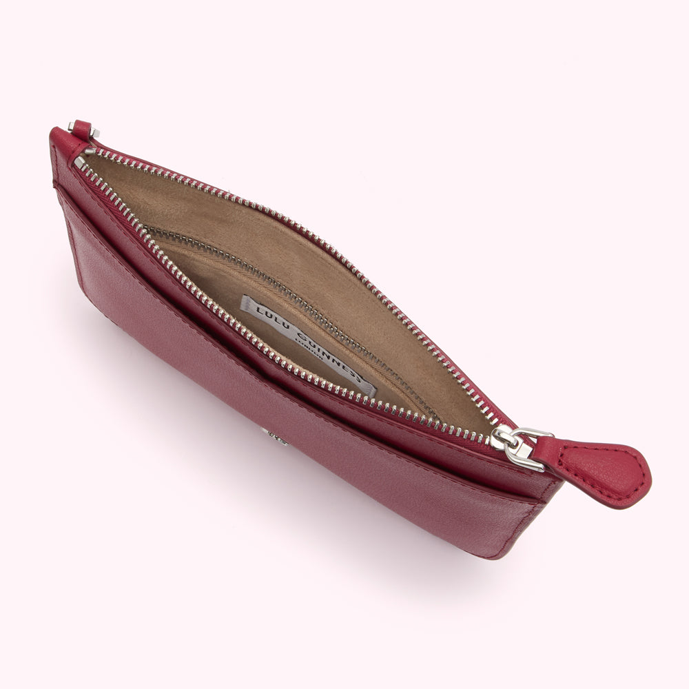 Raspberry Leather Ava Pochette | Designer Accessories