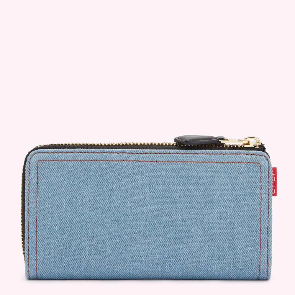 Denim Milene Wallet | Designer Accesories For Women | Lulu Guinness