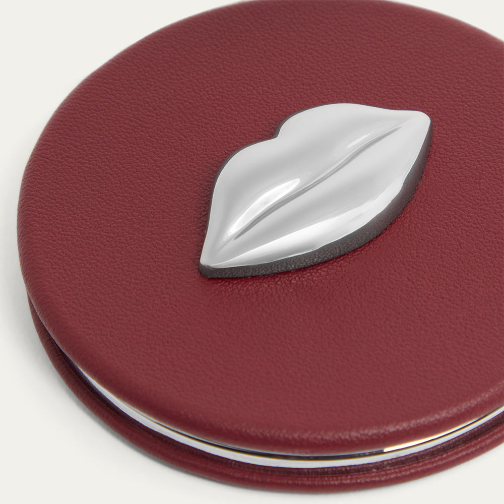 Garnet Red Lip Metal Liv Compact Mirror | Designer Accessories | Lulu ...