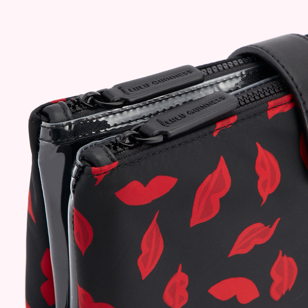 Multi Handpainted Lips Double Make Up Bag | Lulu Guinness