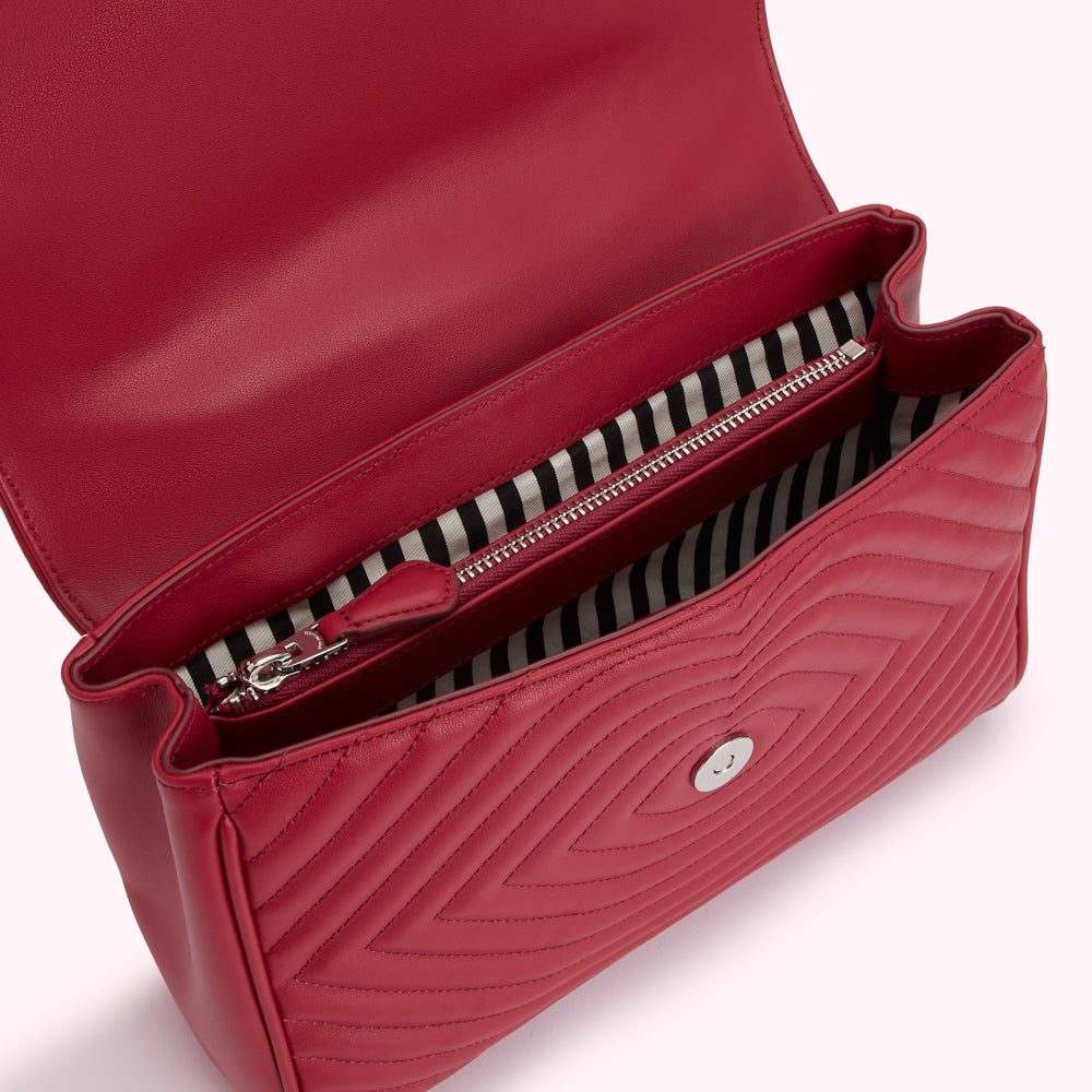 Raspberry Lip Ripple Quilted Leather Brooke Crossbody Bag