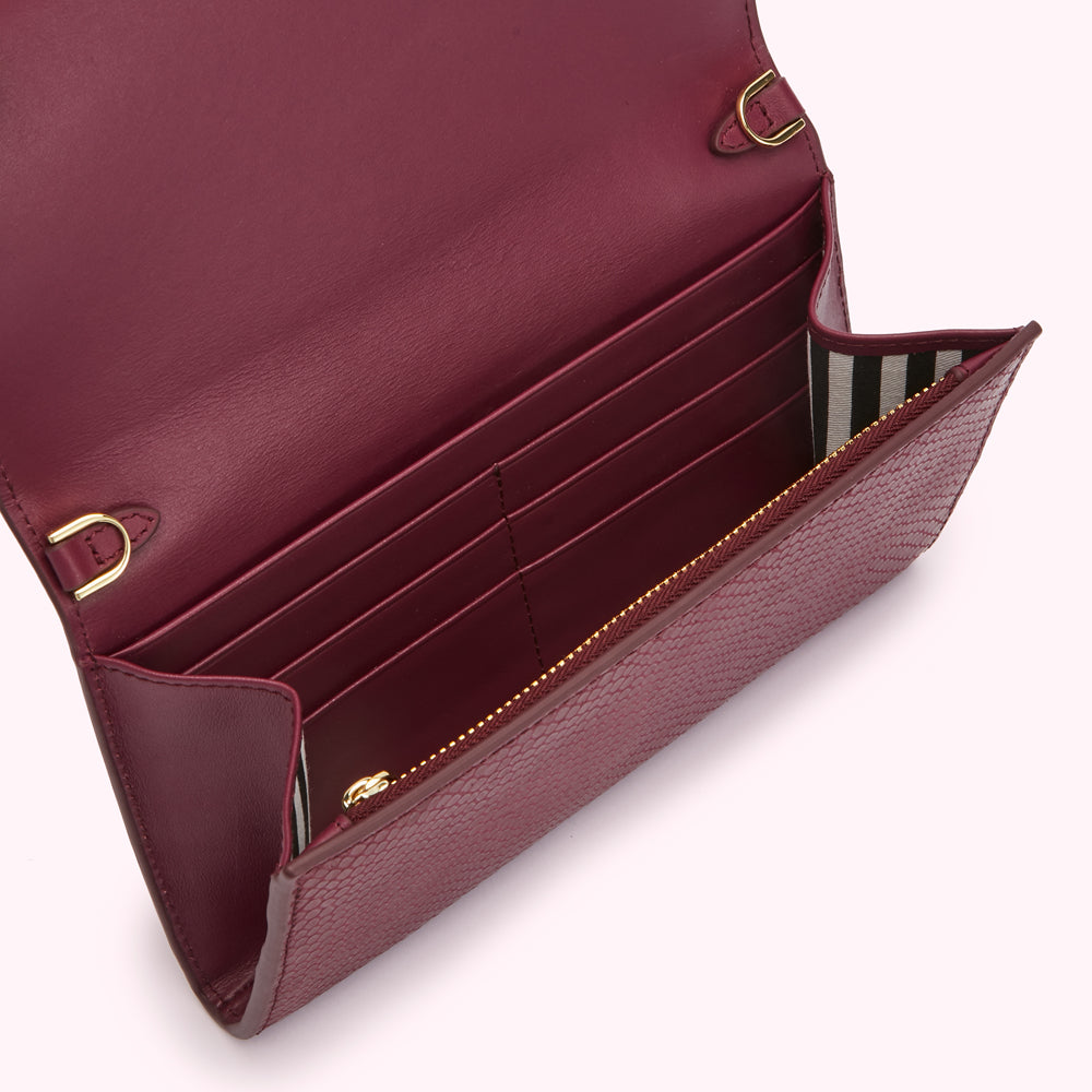 Peony Snake Embossed Leather Juniper Chain Wallet