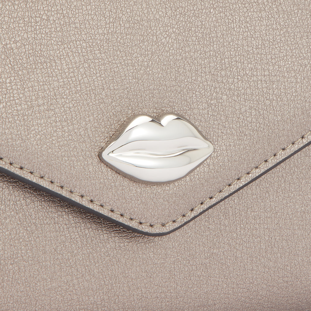Pewter Solid Lip Paulie Wallet | Lulu Guinness
