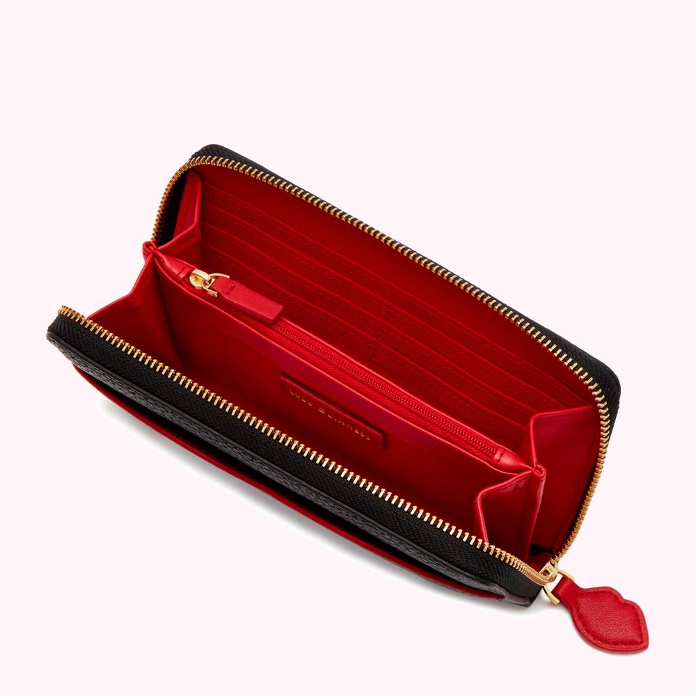 Black Cupids Bow Continental Wallet | Lulu Guinness